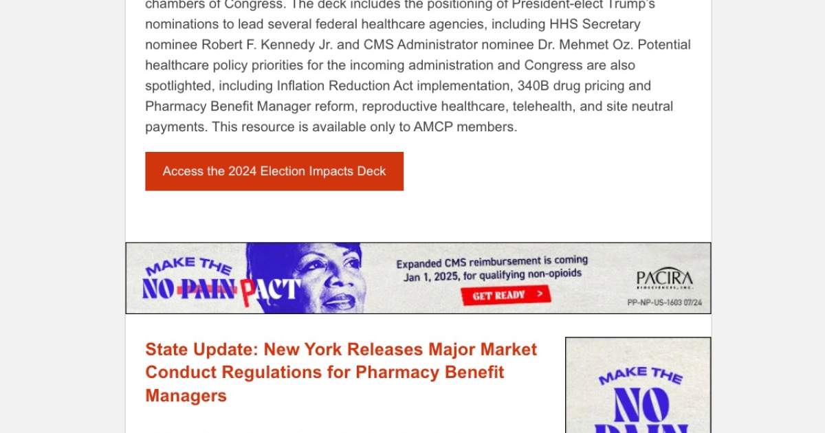AMCP Legislative & Regulatory Briefing — December 2024 | AMCP.org